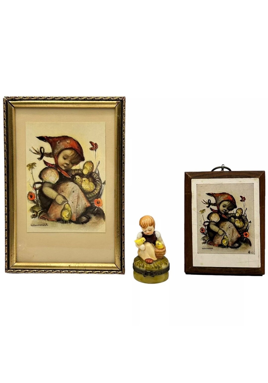 Vintage Goebel Hummel Prints & Inspired Ceramic Trinket Box Girl Chicks ...