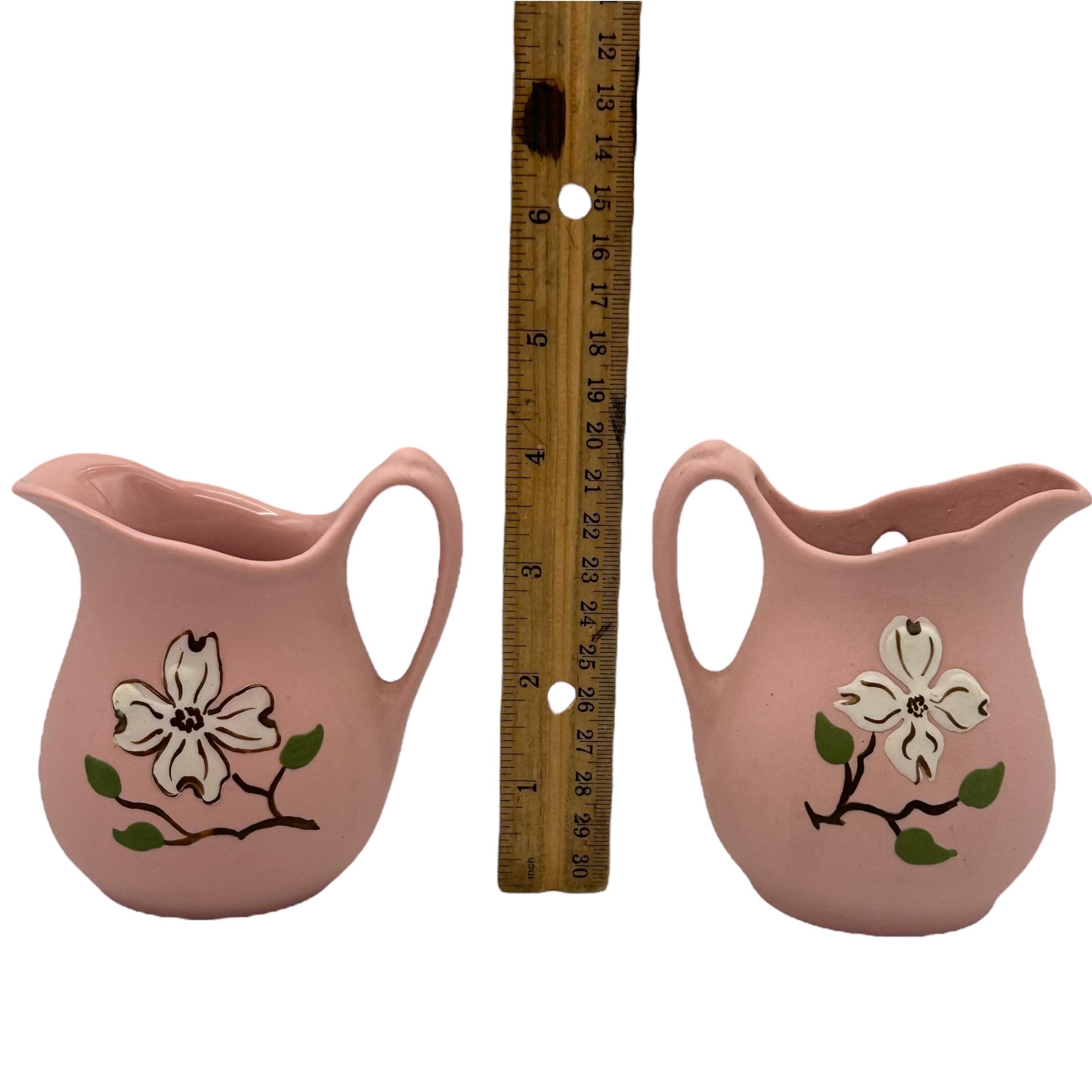 Vintage Pink Pigeon Forge Pottery Wall Pocket & Creamer Vase Floral ...