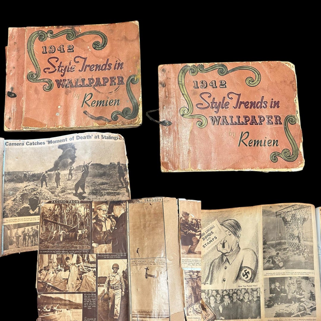 1942 Homemade Large World War 2 Newspaper Clipping Scrapbooks Vintage ...