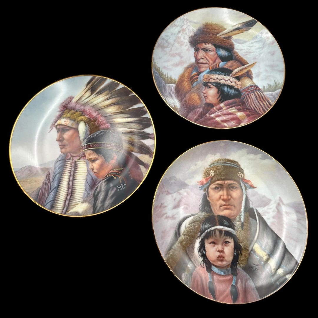 Vintage PERILLO ARTAFFECTS Plates Native American Sioux Chippewa Nez ...