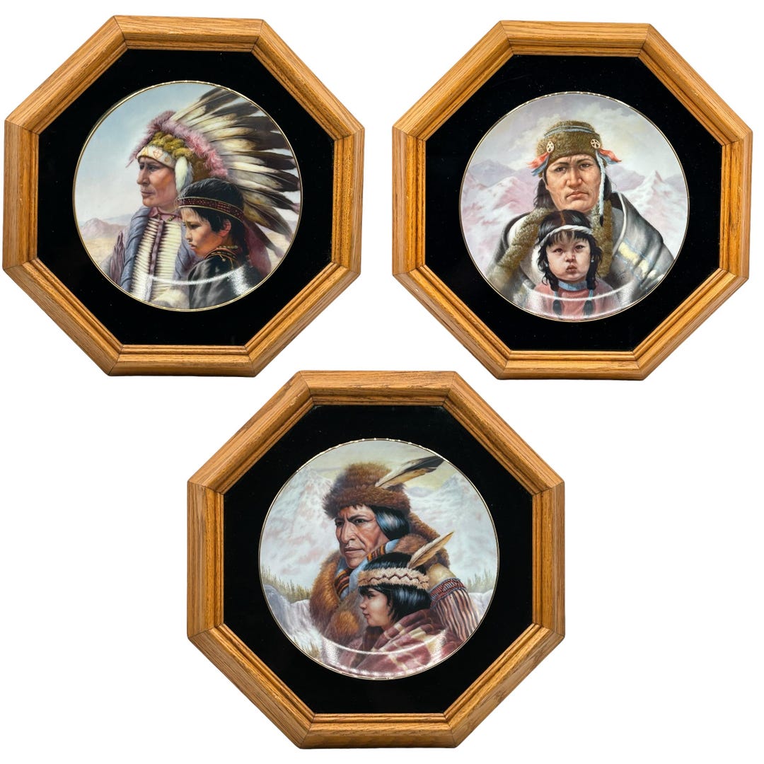 Vintage PERILLO ARTAFFECTS Plates Native American Sioux W Wood Shadow ...