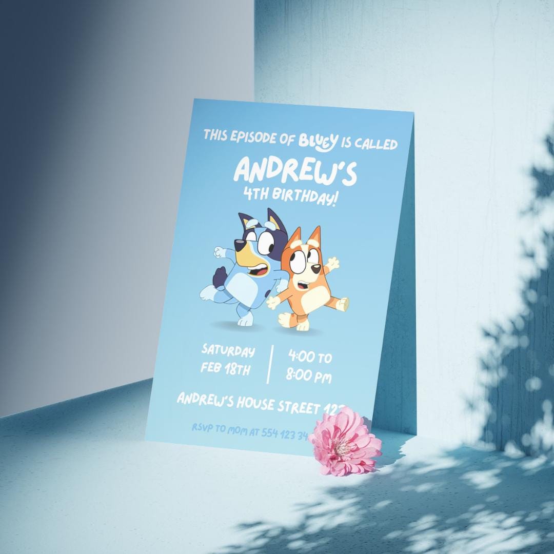 Bluey-themed Invitation Template Color Blue Editable Printable for ...
