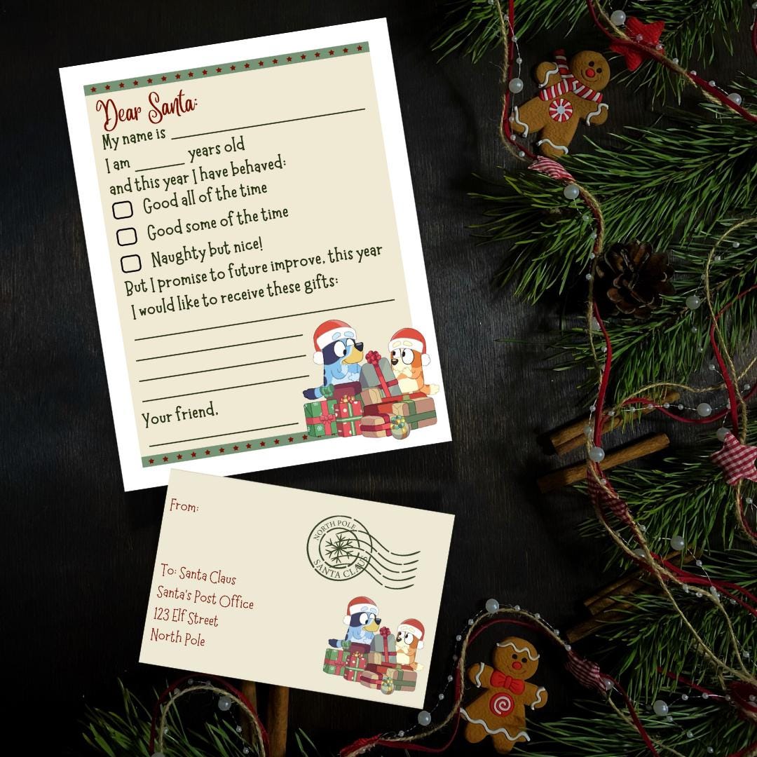 Printable Bluey-themed Santa Letter & Envelope Set - Christmas Magic ...