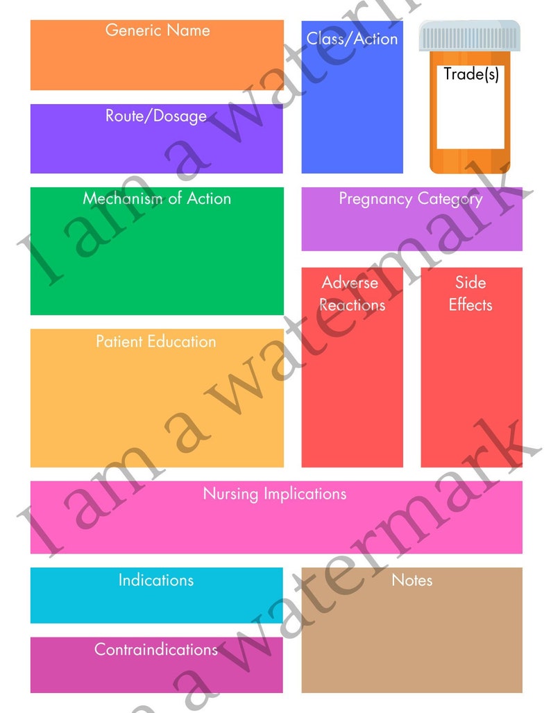 Medication Card Template for Students - Etsy
