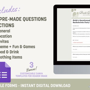 Bachelorette Party Bride Survey: Editable Google Form (digital Download ...