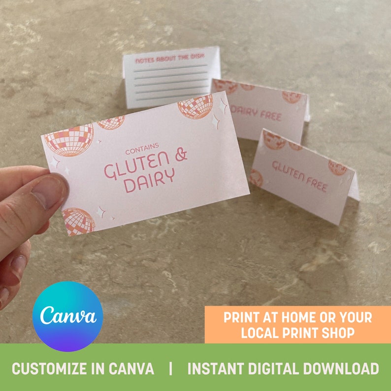 Editable Disco Buffet Cards: Food Label Template (digital Download) - Etsy