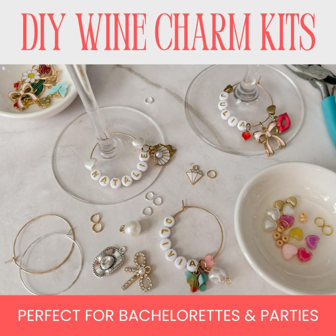 DIY Wine Charm Customizable Kit , Build Your Own Wine Glass Charms, Hen ...