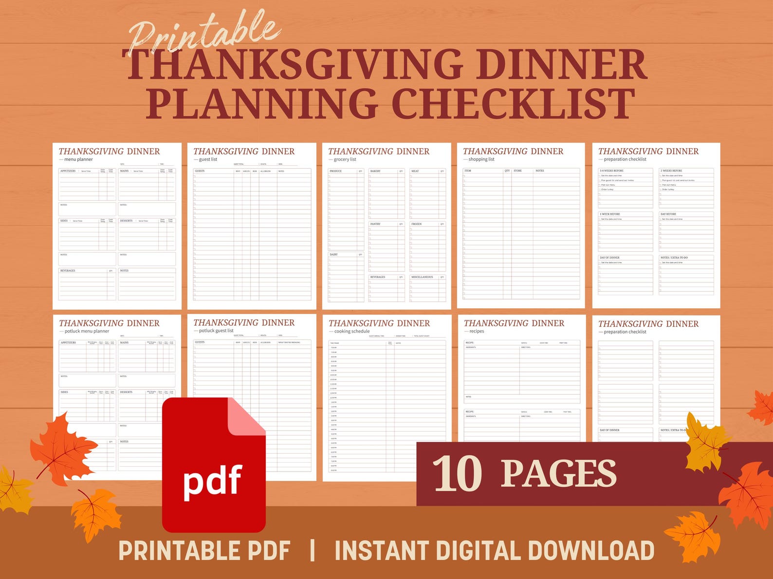 Thanksgiving Dinner Planning, Thanksgiving Printable Checklist, Holiday ...