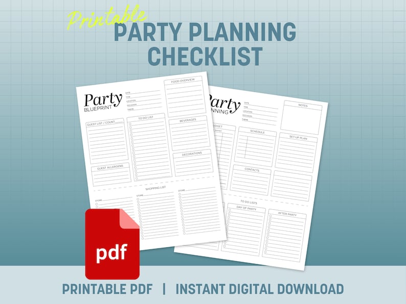 Party Planning Checklist: Printable Event Planner (PDF) - Etsy