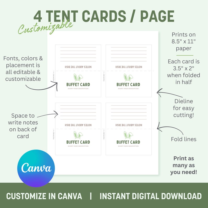 Editable Easter Buffet Cards: Bunny Food Labels (digital Download) - Etsy
