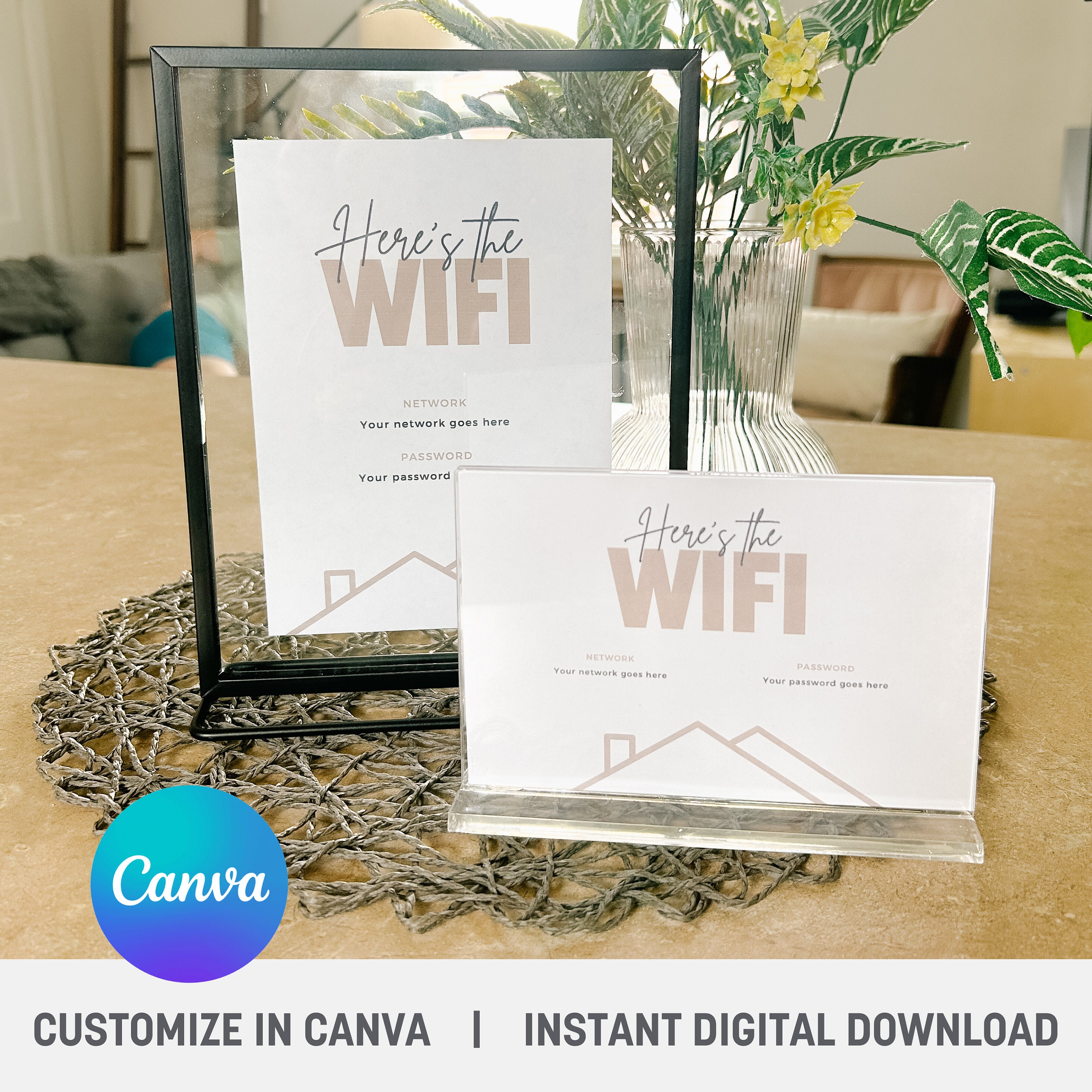 Wifi Sign, Wifi Password Printable Sign, Editable Wifi Sign Template ...