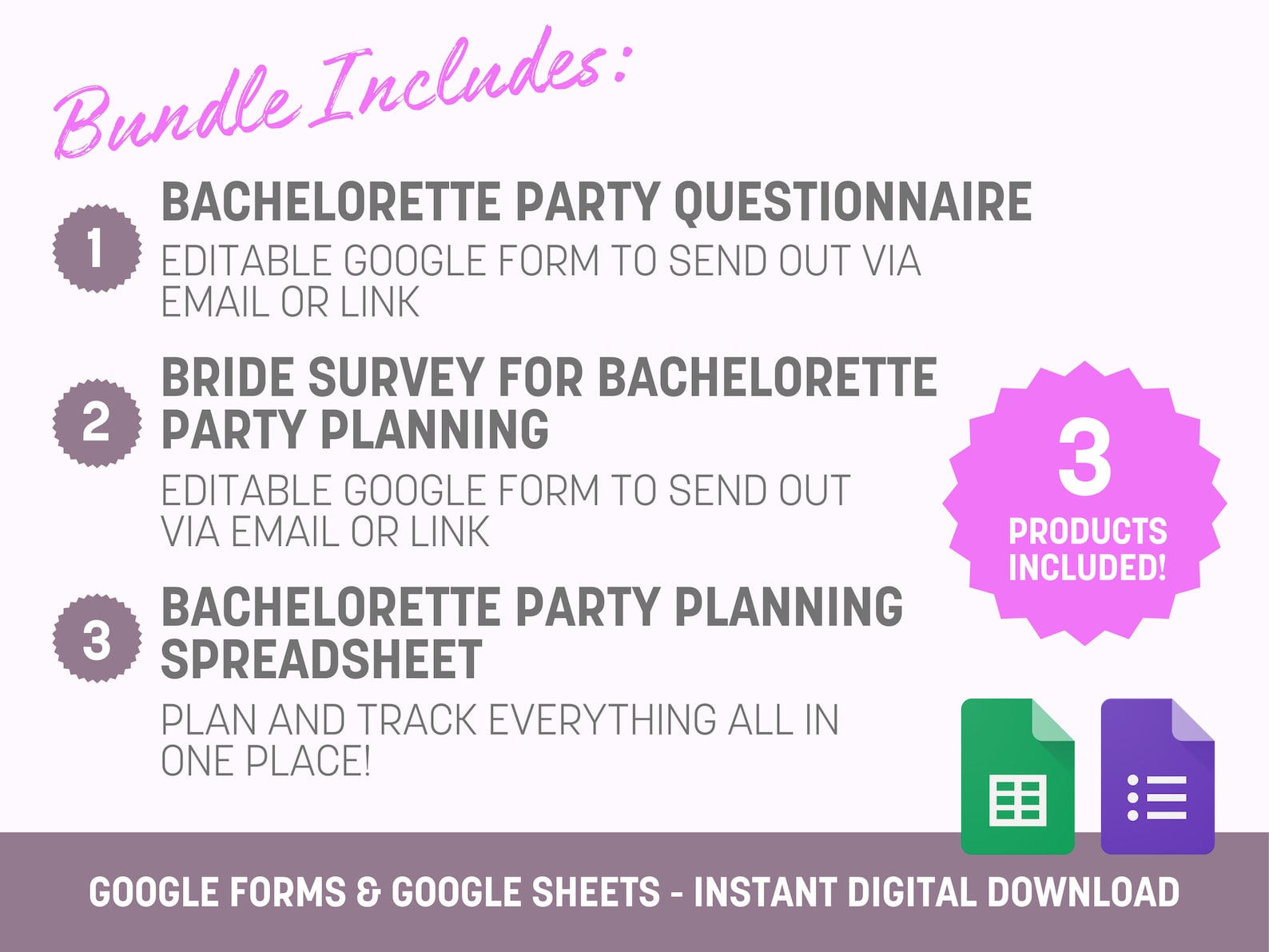 Bachelorette Party Planning Kit: Google Sheets & Forms (digital ...