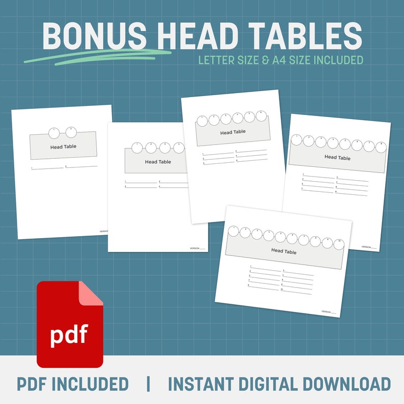 Event Seating Chart Planning Sheets - Round Tables - Printable and ...