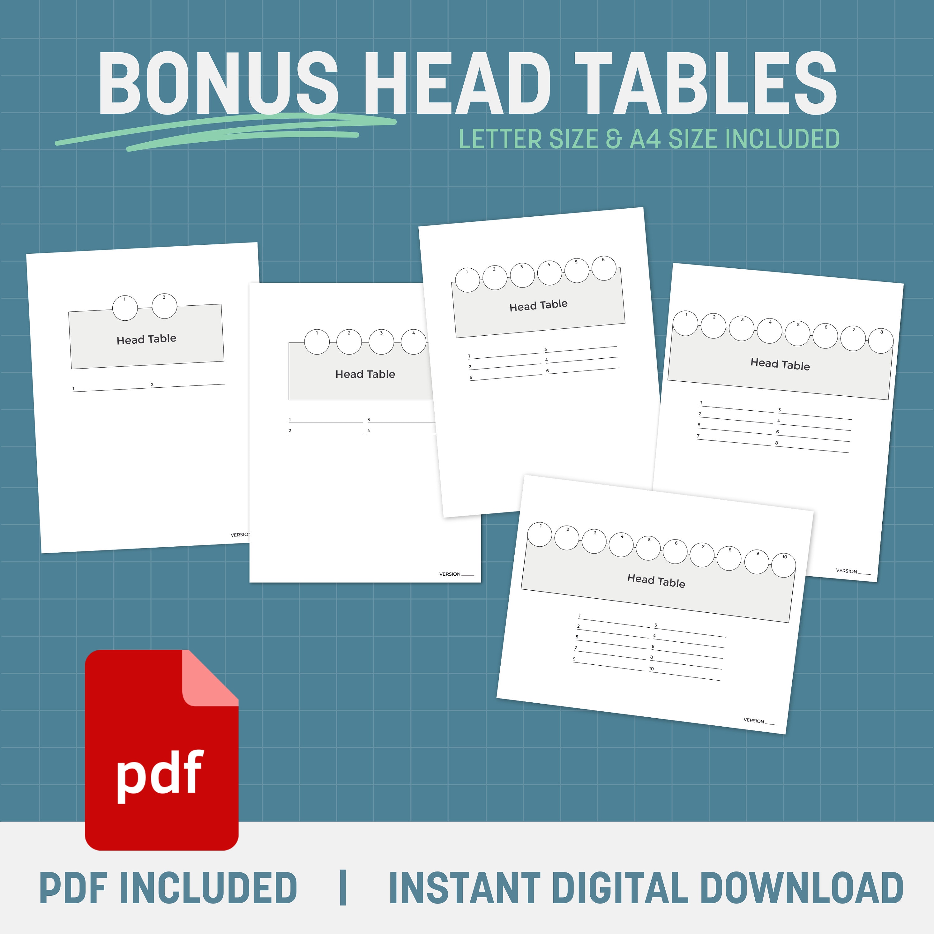 Event Seating Chart Planning Sheets - Round Tables - Printable and ...