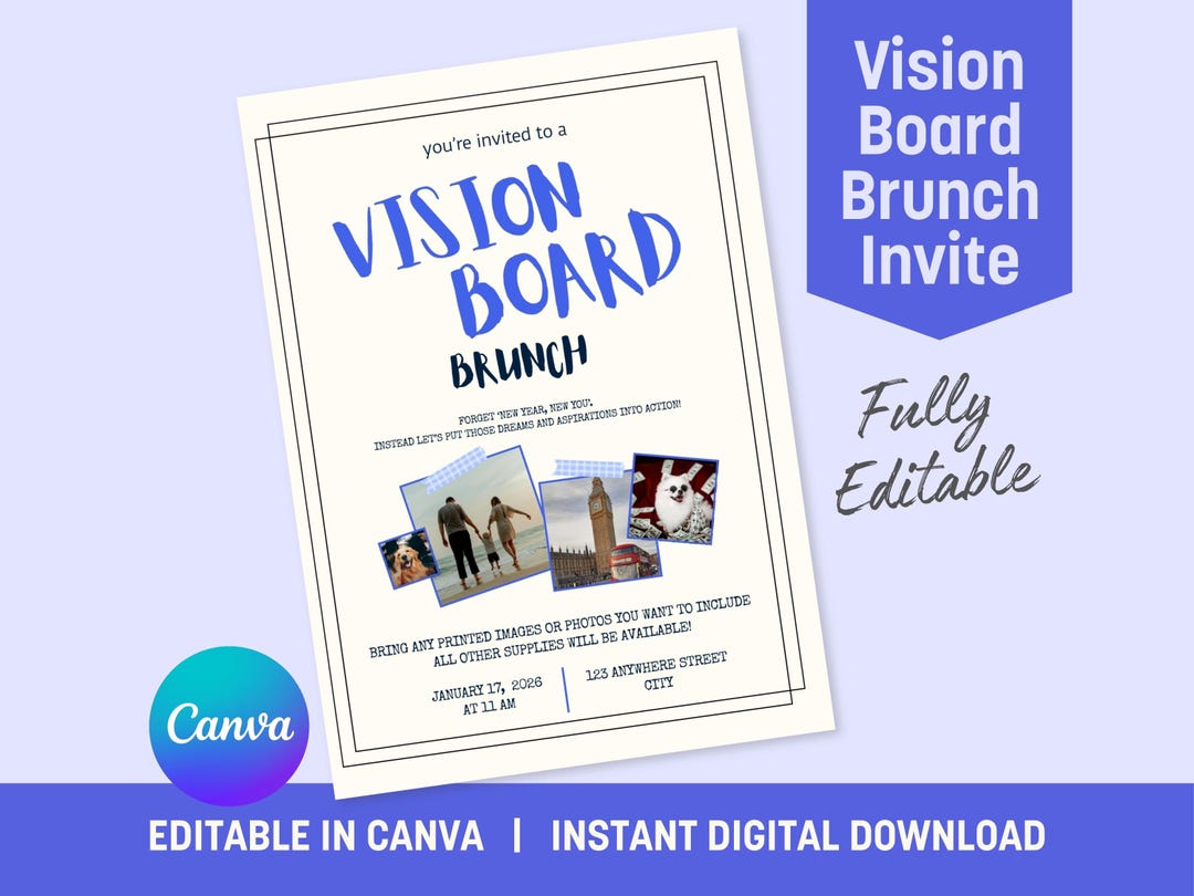 Vision Board Party Invitation, 2026 Vision Board Brunch, Customizable ...