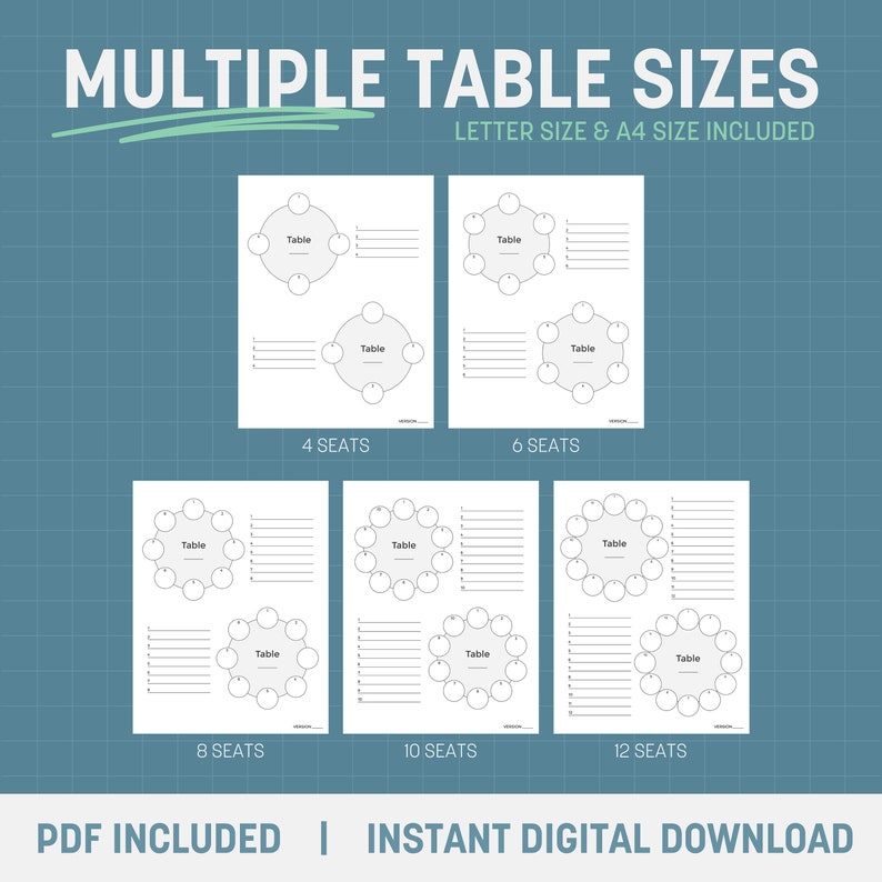 Event Seating Chart Planning Sheets - Round Tables - Printable and ...