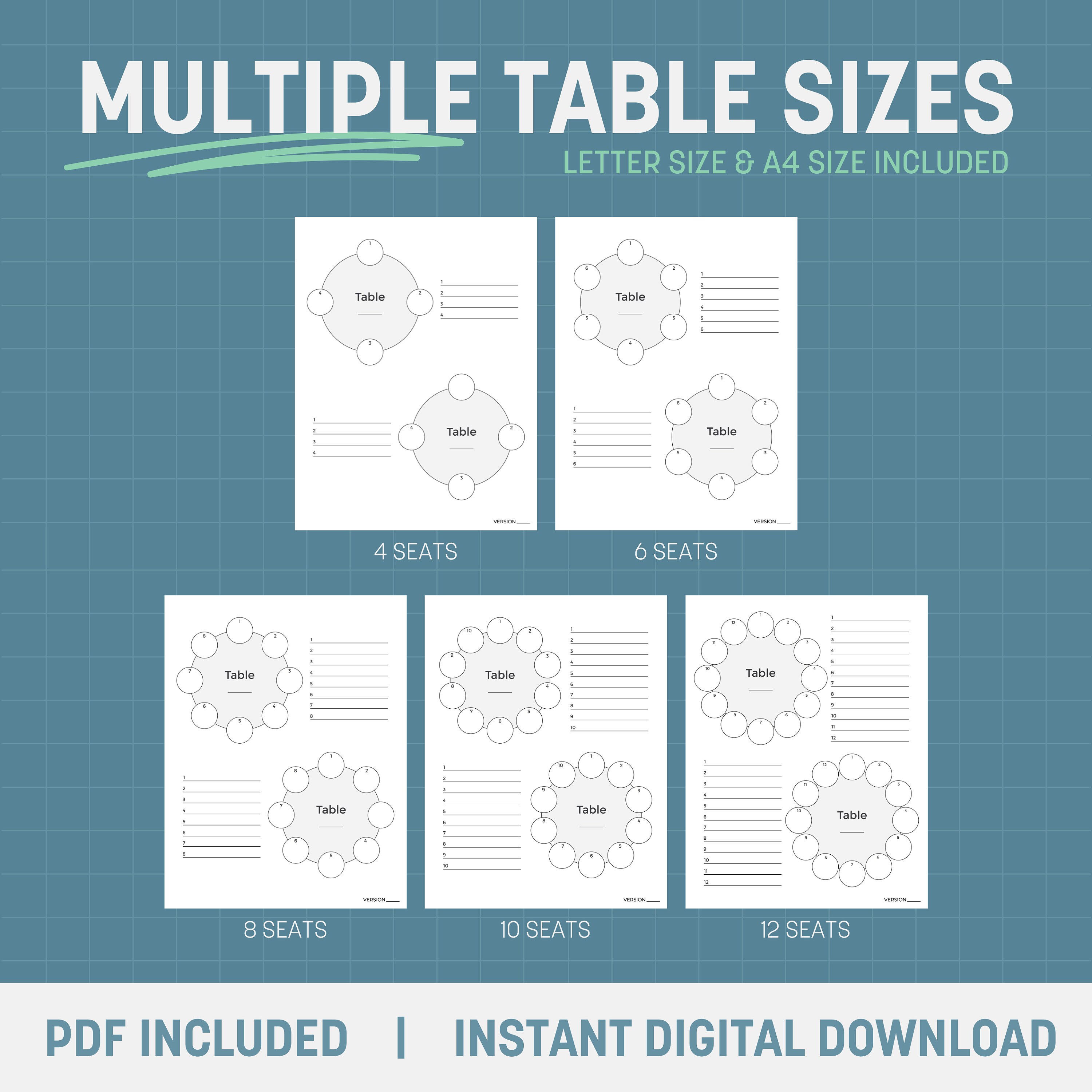 Event Seating Chart Planning Sheets - Round Tables - Printable and ...