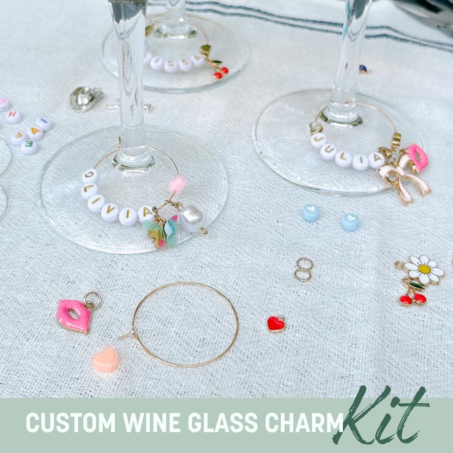 Build Your Own Custom Wine Charm Kit, Customizable Wine Glass Charms ...