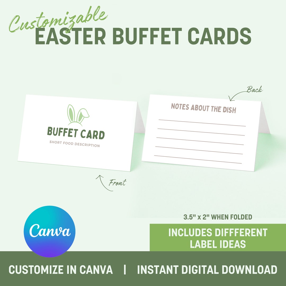 Editable Easter Buffet Cards: Bunny Food Labels (digital Download ...
