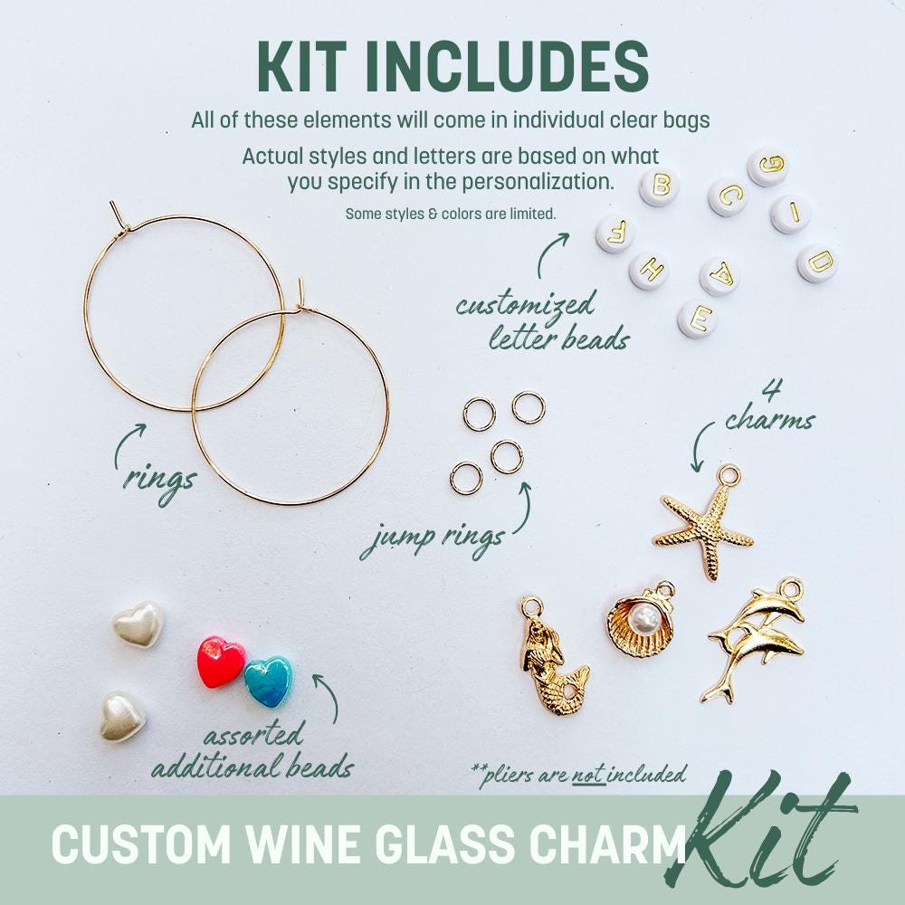 Build Your Own Custom Wine Charm Kit, Customizable Wine Glass Charms ...