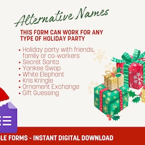 Editable Secret Santa Questionnaire, White Elephant Gift Exchange, Gift ...