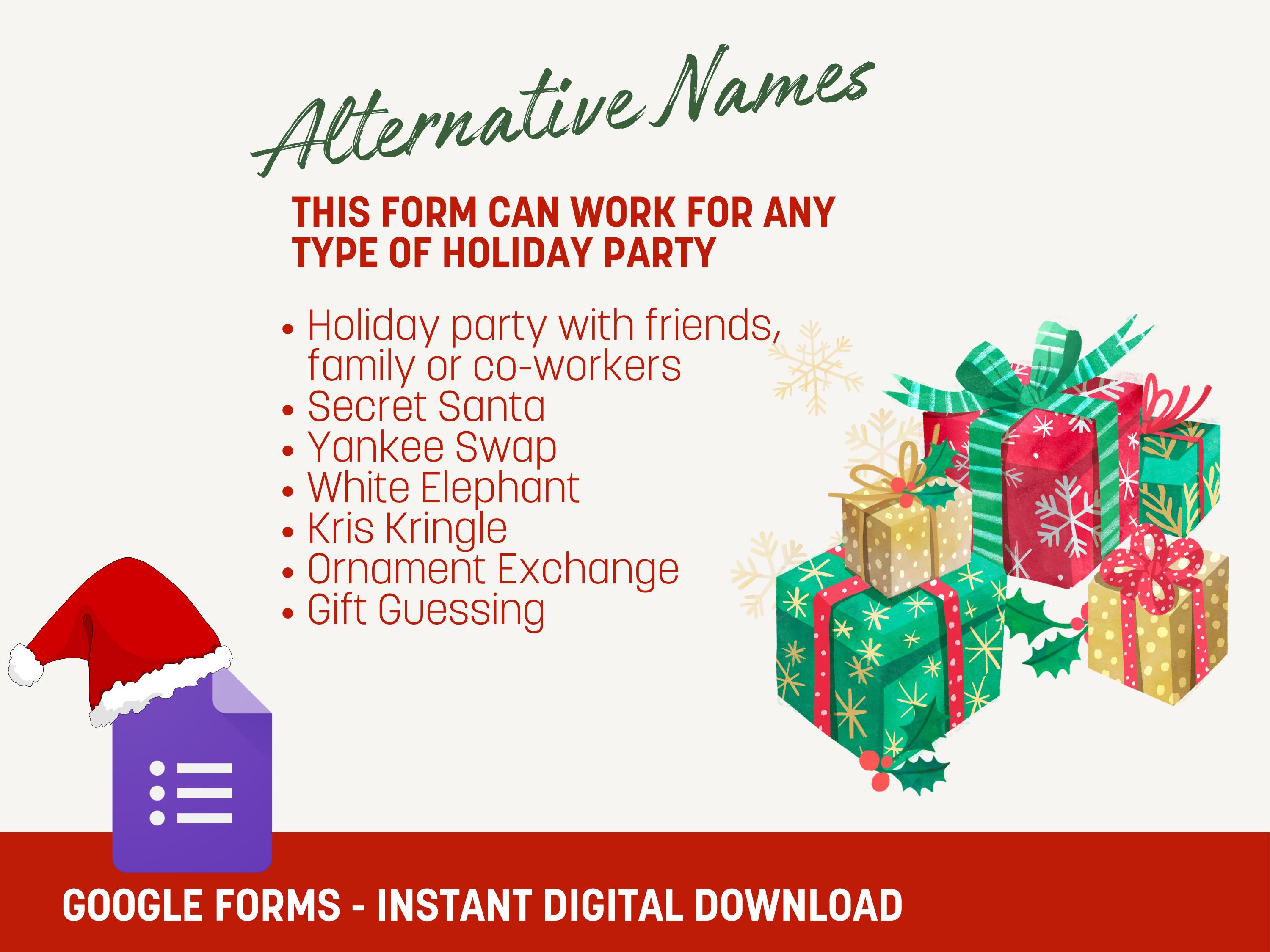 Editable Secret Santa Questionnaire, White Elephant Gift Exchange, Gift ...