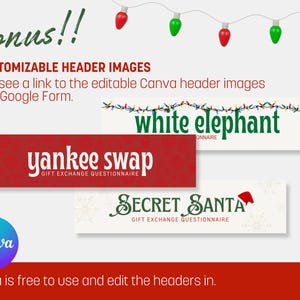 Editable Secret Santa Questionnaire, White Elephant Gift Exchange, Gift ...