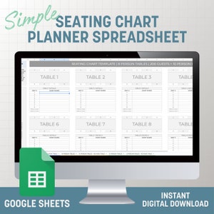 Simple Wedding Seating Chart Template - Digital Seating Chart Planner ...