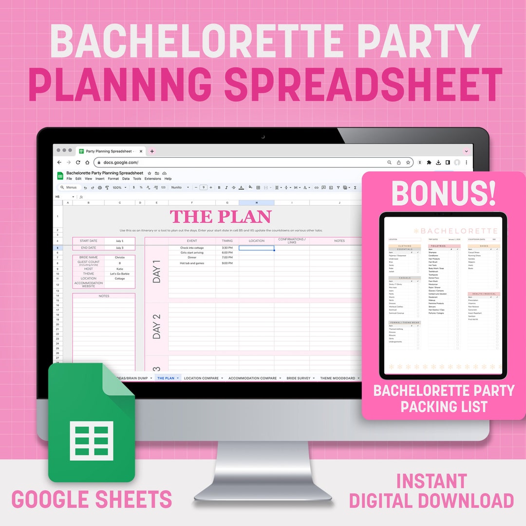 Bachelorette Party Planning for Google Sheets. Bachelorette Party ...