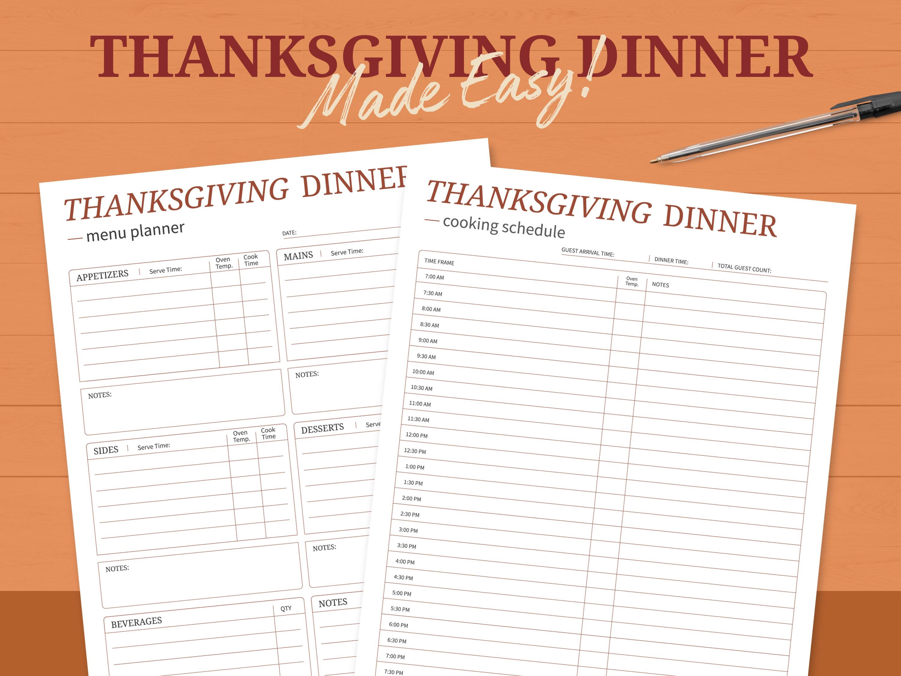 Thanksgiving Dinner Planning, Thanksgiving Printable Checklist, Holiday ...