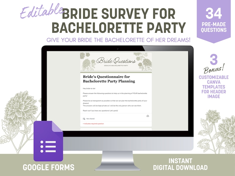 Bachelorette Party Planning Kit: Google Sheets & Forms (digital ...