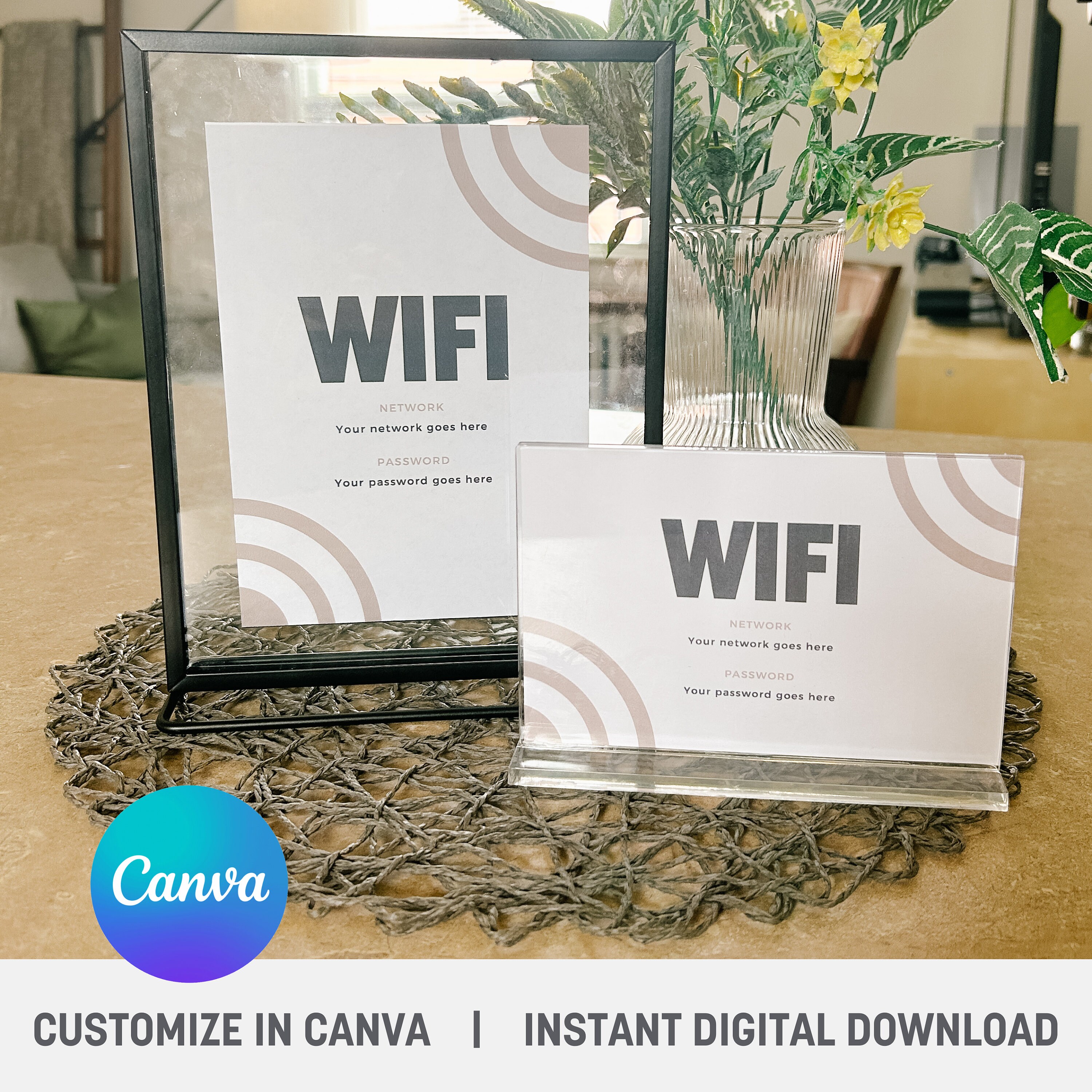 Wifi Sign, Wifi Password Printable Sign, Editable Wifi Sign Template ...