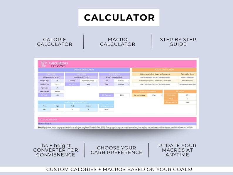 Custom Calorie + Macro Calculator | Weight Loss Tracker | Food + Diet ...