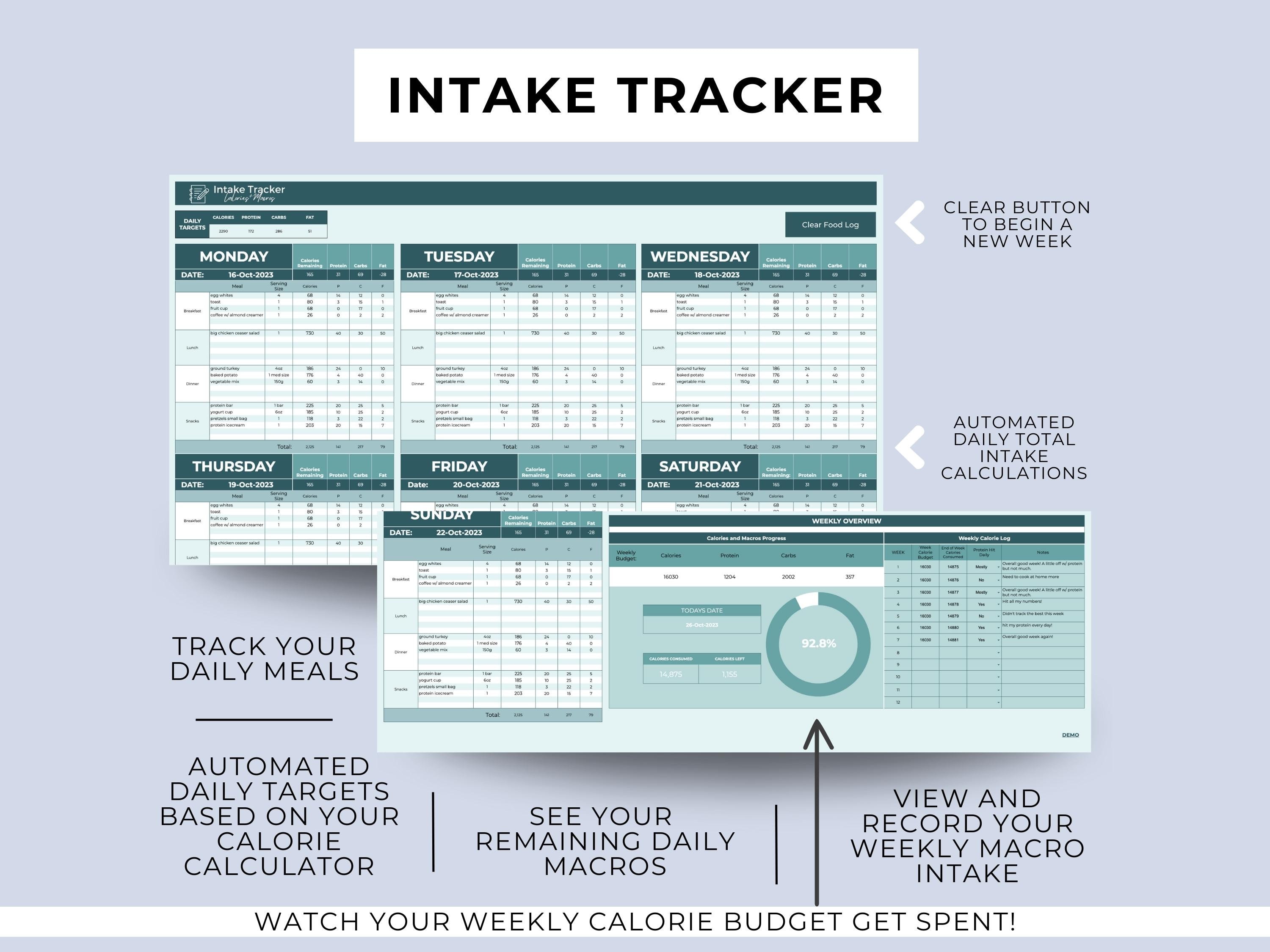 Custom Calorie Macro Calculator Weight Loss Tracker Food Diet Tracker ...