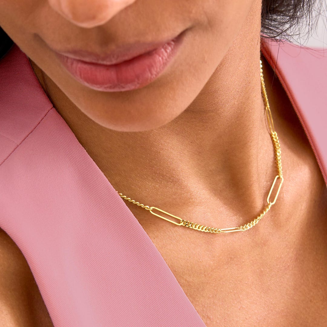 3mm Thick Curb Chain Necklace Sterling Silver, Paperclip Chain Necklace ...