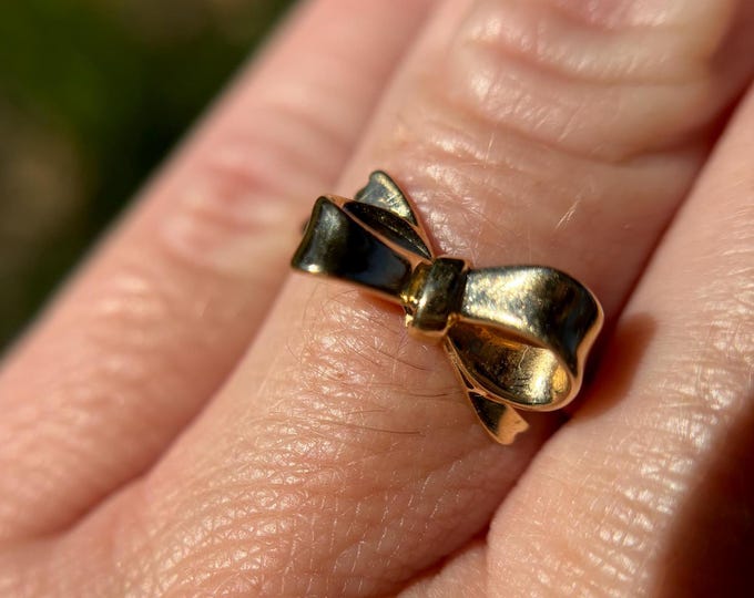 Vintage 14k Gold Bow Ring - Etsy