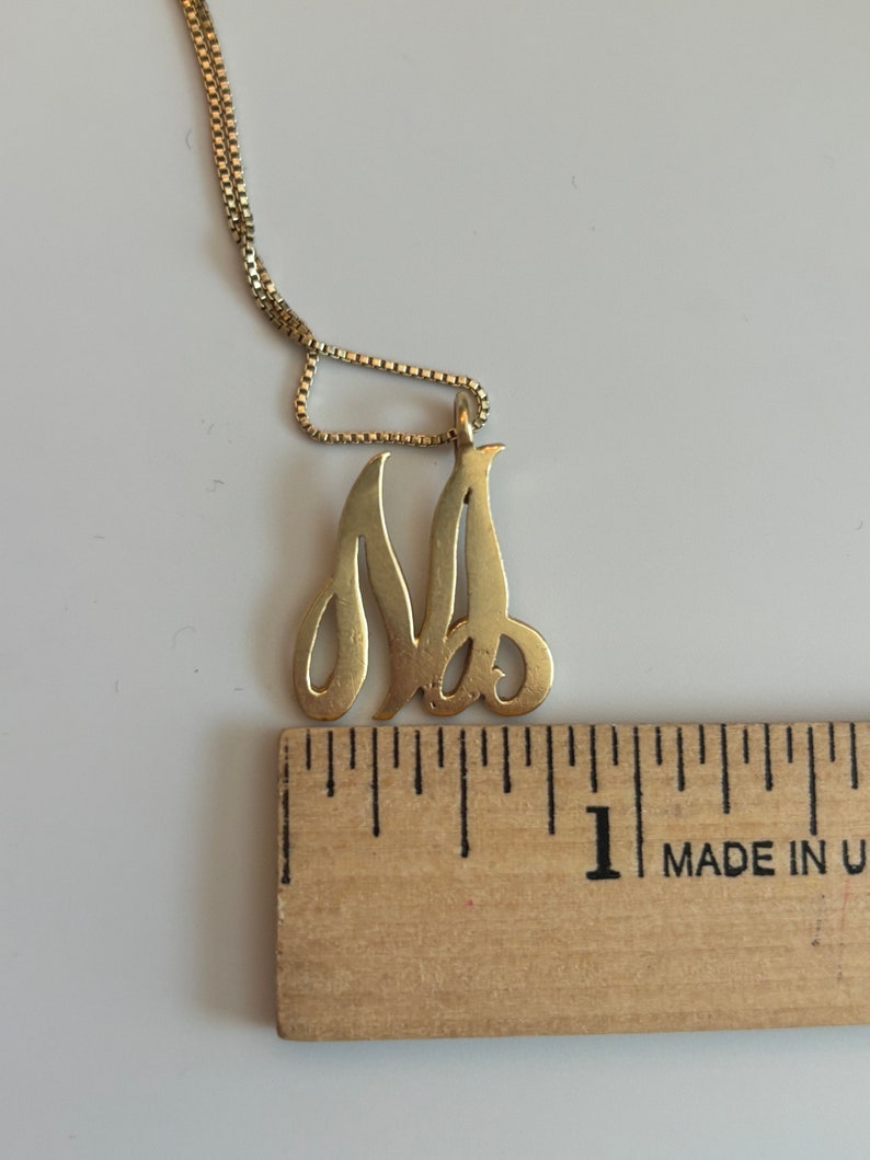 Vintage 14k Gold M Initial Pendant With Chain. - Etsy