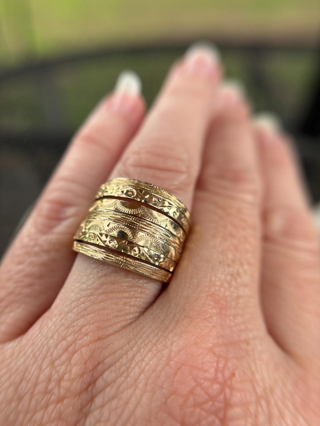 Vintage 14K Gold Etched Harem Ring/turkish Puzzle Ring - Etsy