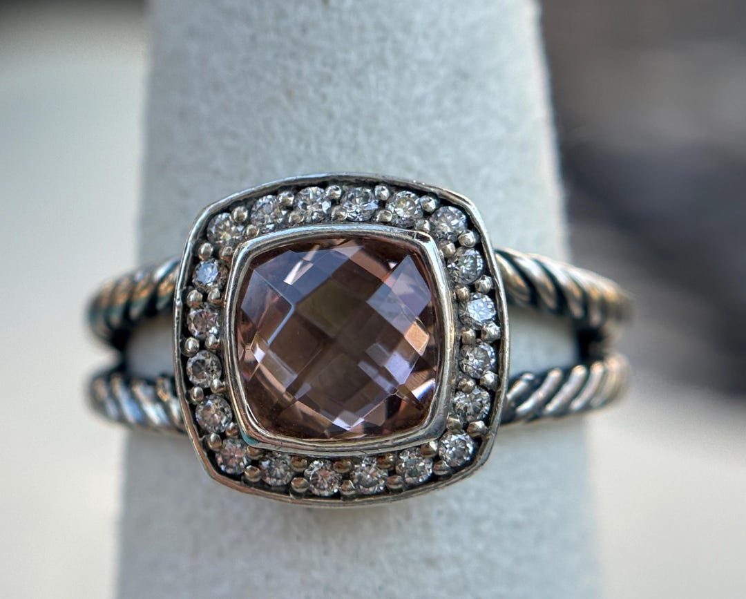 Vintage David Yurman Petite Morganite and Diamond Albion Ring - Etsy