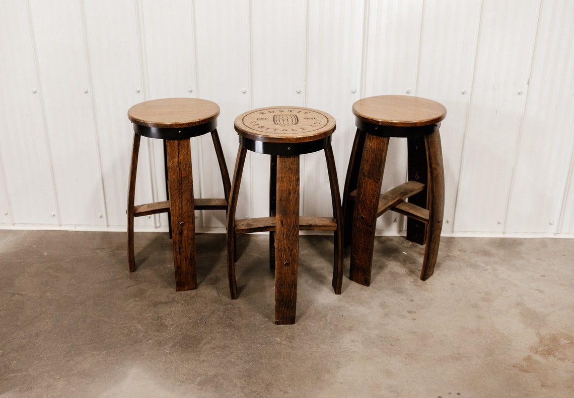Rackhouse Bar Stool Wood Pub Stool Rustic Stool Authentic Barrel Stave Stool Bar Chair Custom ...