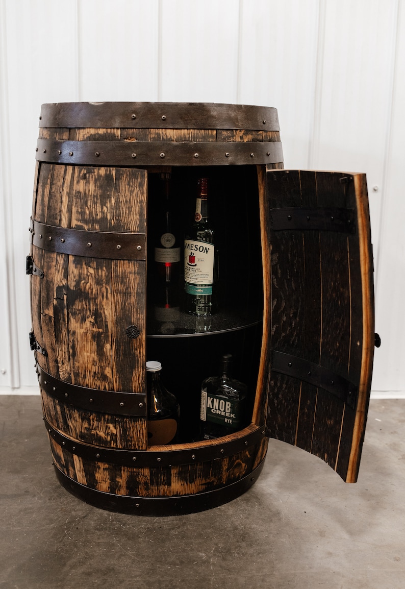 100 Proof Whiskey Barrel Cabinet Custom Wood Cabinet Authentic Whiskey ...