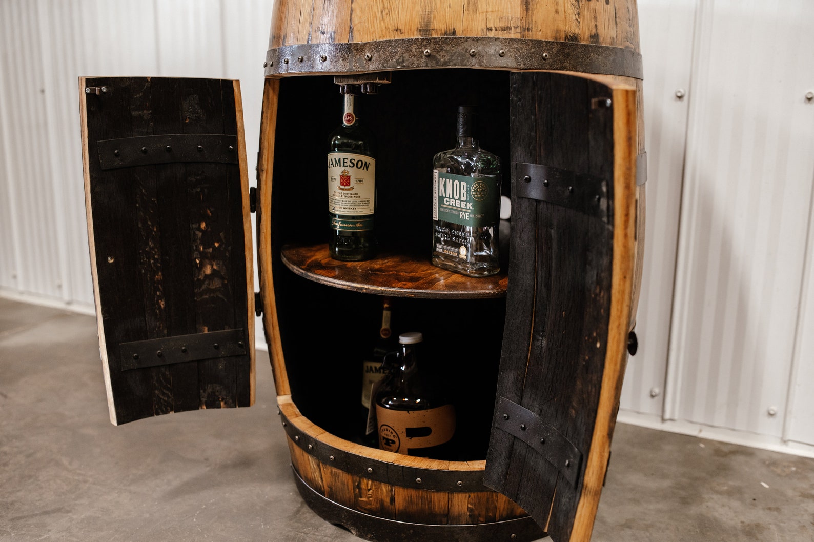 100 Proof Whiskey Barrel Cabinet Custom Wood Cabinet Authentic Whiskey ...