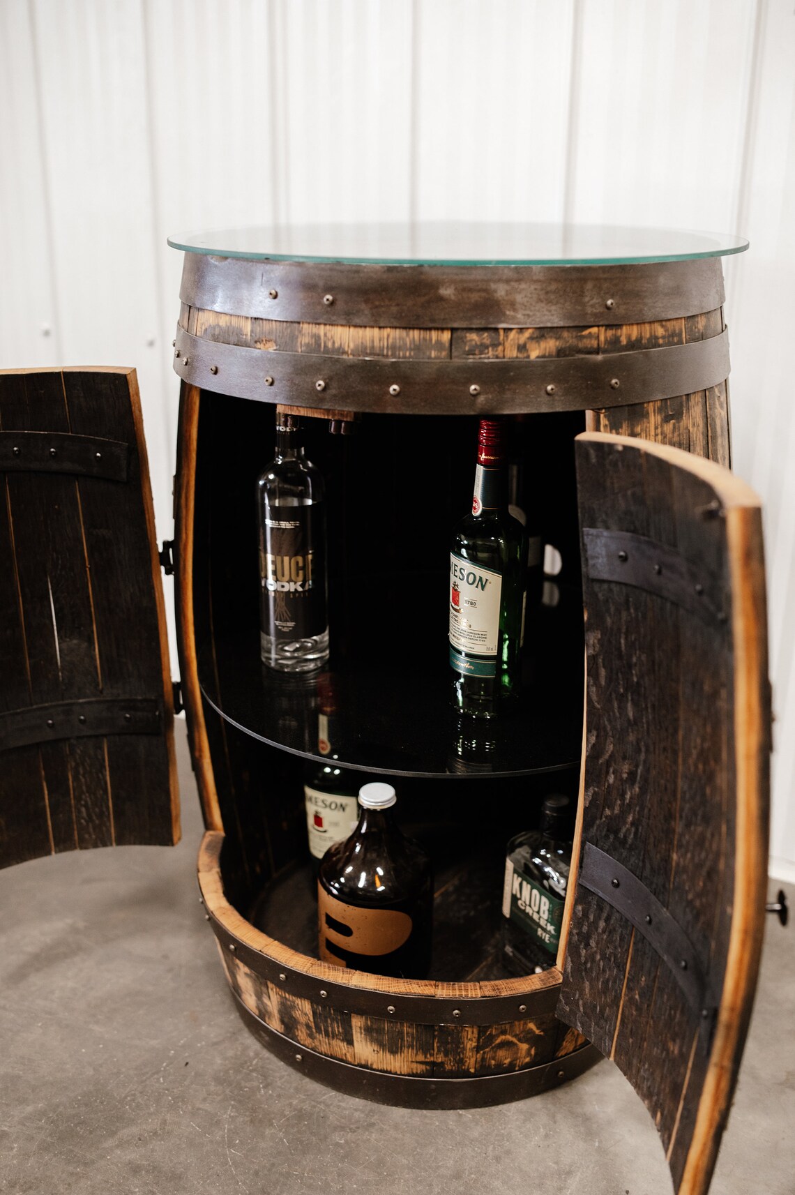 100 Proof Whiskey Barrel Cabinet Custom Wood Cabinet Authentic Whiskey ...