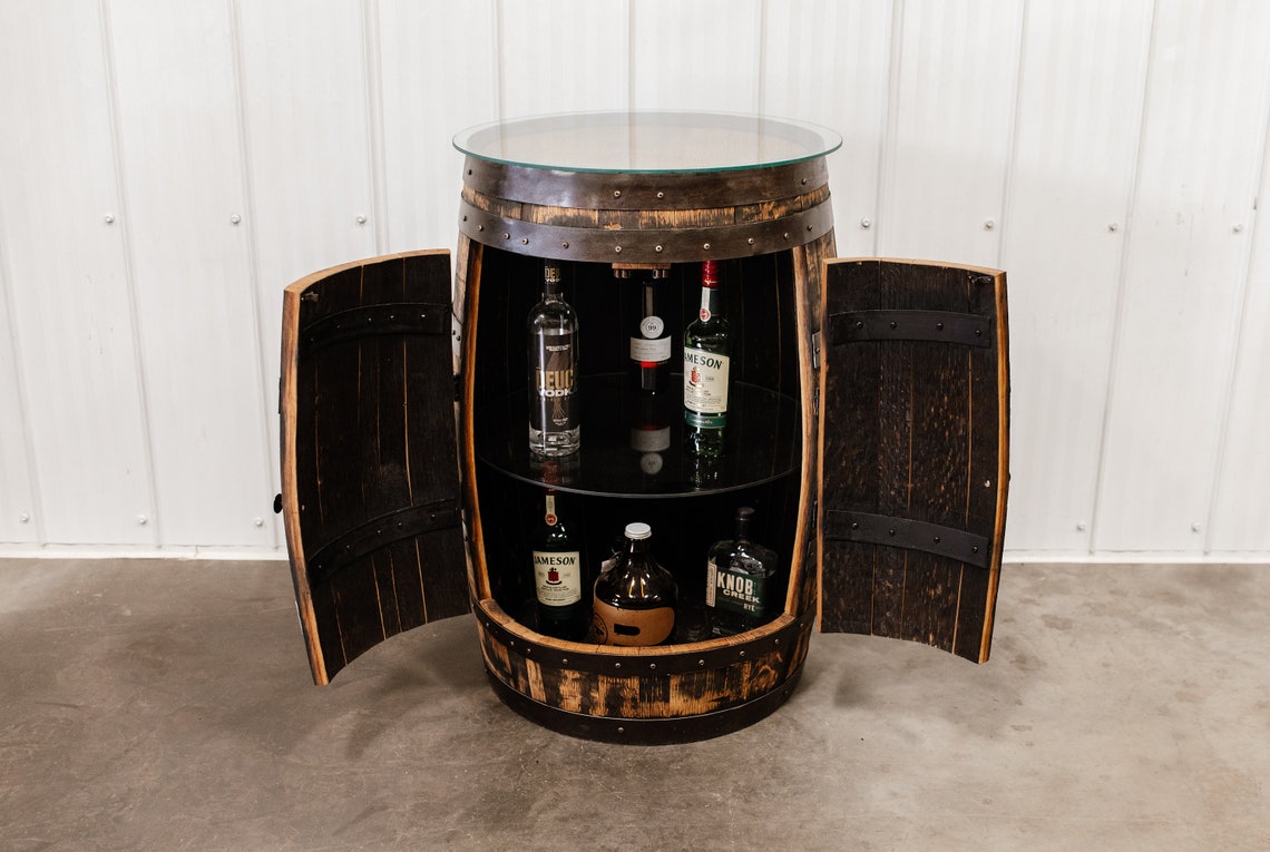 100 Proof Whiskey Barrel Cabinet Custom Wood Cabinet Authentic Whiskey ...