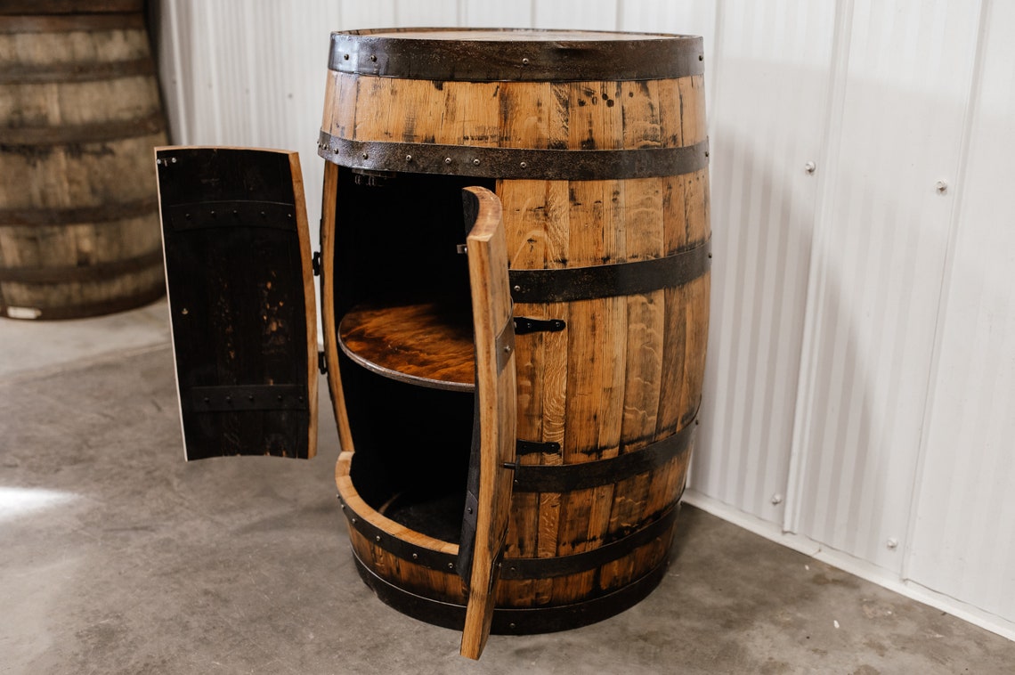 100 Proof Whiskey Barrel Cabinet Custom Wood Cabinet Authentic Whiskey ...