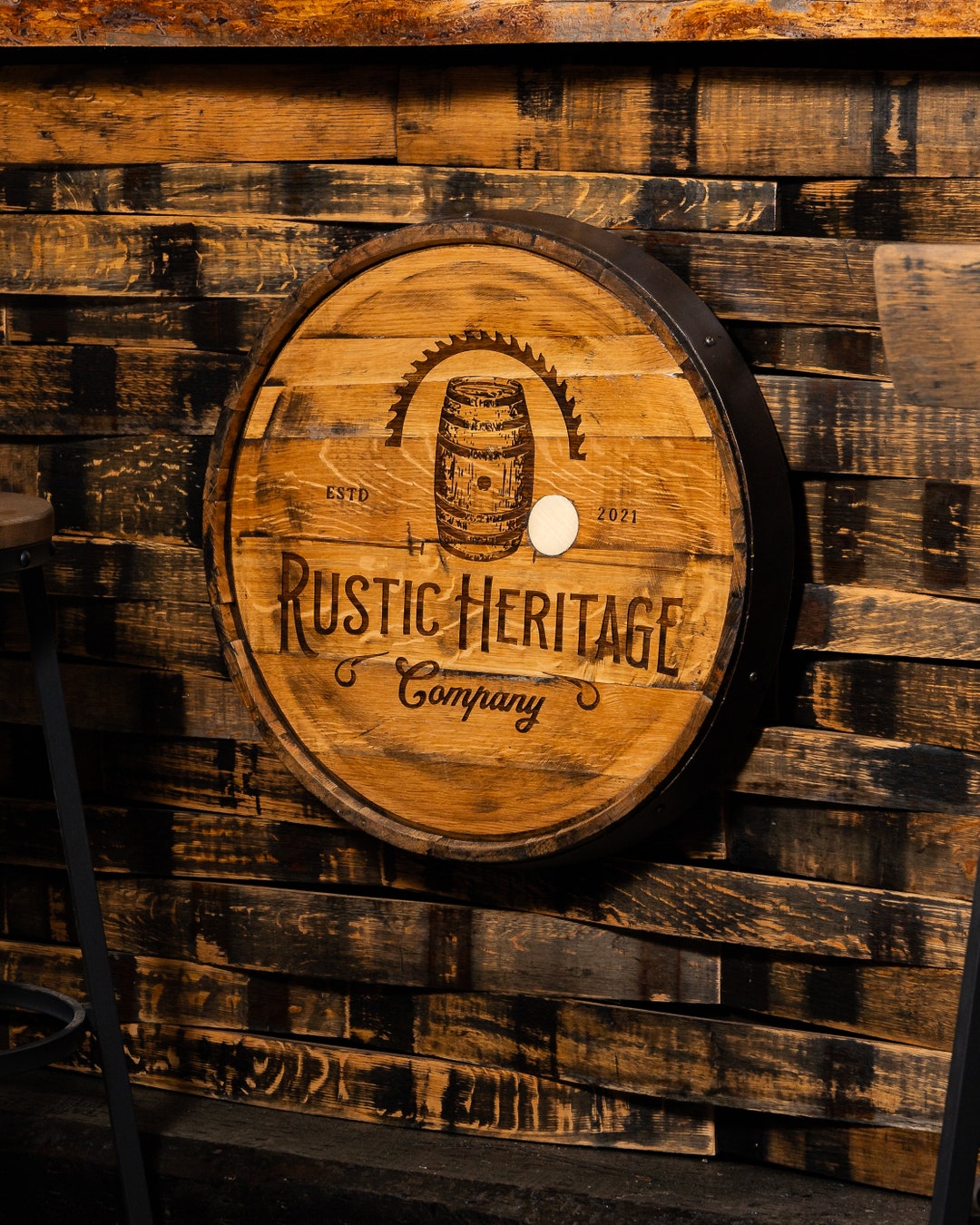 Custom Logo Barrel Head | Company Logo | Wood Sign | Business Name ...