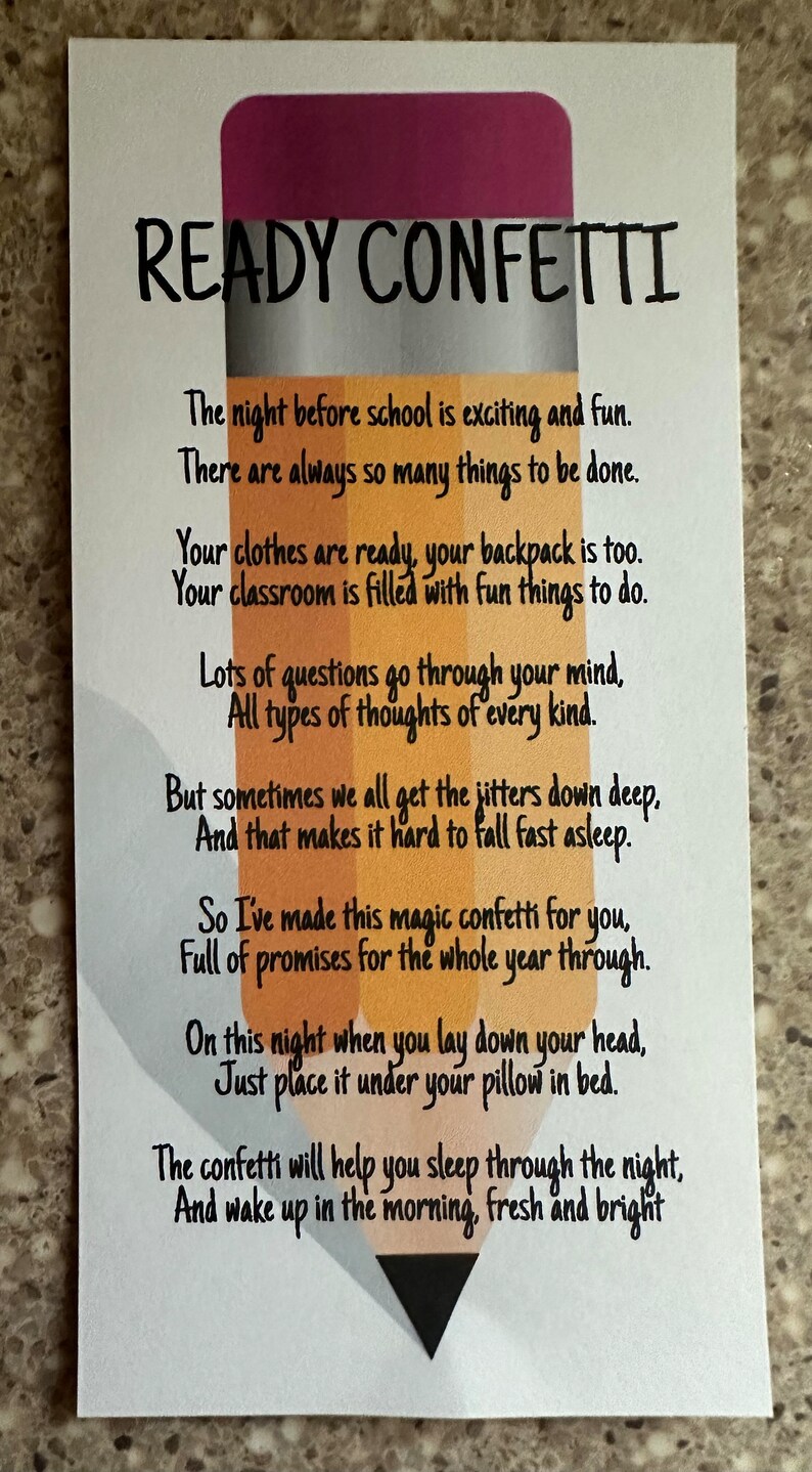 Ready Confetti Bags, Back to School, First Day of School, Goody Bags ...