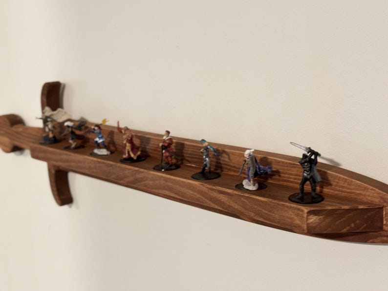 Sword Shaped Dnd Miniature Display Shelf | Handmade Wood Sword Wall ...