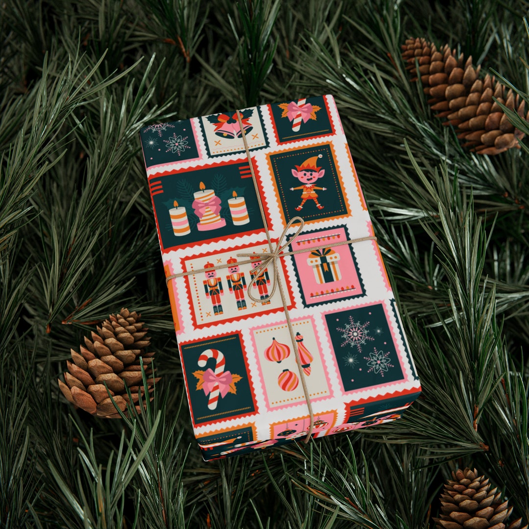 Vintage Christmas Postage Stamps Wrapping Paper - Etsy