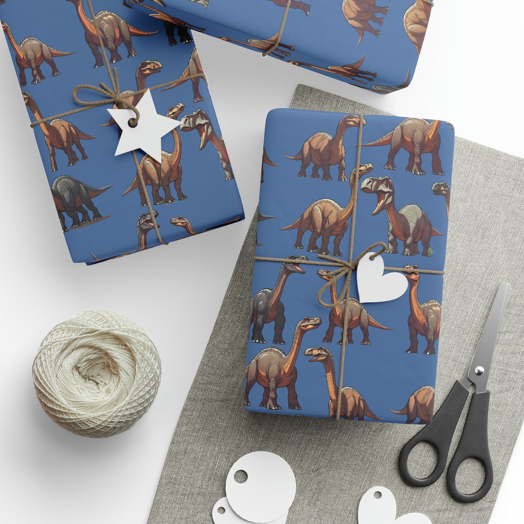 Brontosaurus Wrapping Paper - Dinosaur Wrapping Paper - 5th Birthday ...
